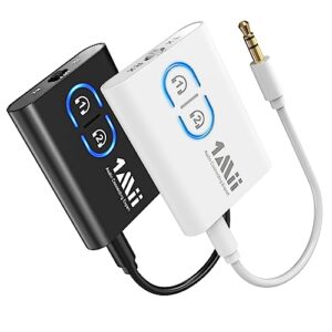 1mii bluetooth 5.3 transmitter receiver for tv to wireless headphones, dual link aptx adaptive/low latency/hd audio, aux bluetooth audio receiver adapter for home stereo, airplane, boat, gym