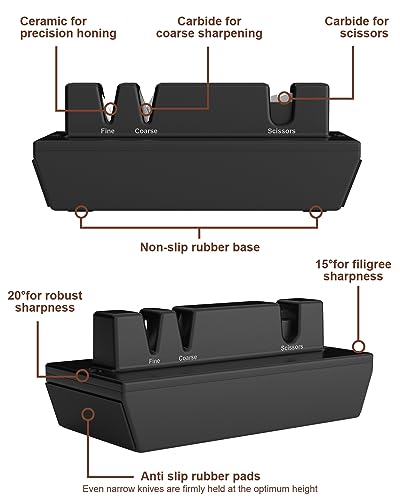 Rolling Knife Sharpener - ALDIPRO Knife Sharpening Kit with Diamond & Ceramic Discs 15/20° Multifunction Magnetic Angle Base for Pocket Knife, Kitchen Knives, Chef Knife Set, Scissors