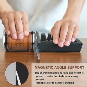 Rolling Knife Sharpener - ALDIPRO Knife Sharpening Kit with Diamond & Ceramic Discs 15/20° Multifunction Magnetic Angle Base for Pocket Knife, Kitchen Knives, Chef Knife Set, Scissors