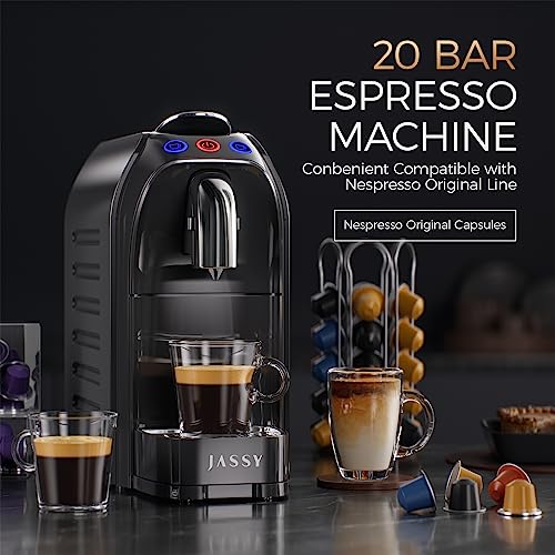 JASSY Mini Espresso Coffee Machine 20 Bar Coffee Maker Compatible for NS Original Capsule with Single/Double Cup System for Espresso,1255W