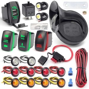 universal atv utv sxs turn signal street legal blinker kit with 110db horn reverse hazard light rocker switch usb flasher relay compatible with polaris rzr ranger xp turbo can-am kawasaki golf cart