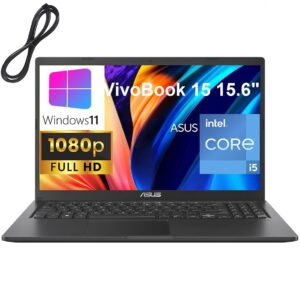 asus vivobook 15 15.6" fhd laptop computer, intel quad-core i5-1135g7 (beat i7-1065g7), 32gb ddr4 ram, 1tb pcie ssd, 802.11ac wifi, bluetooth, indie black, windows 11 home, broag cable