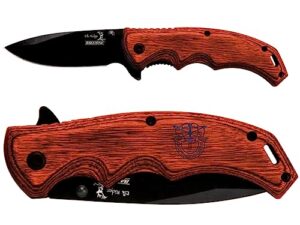 ndz performance elk ridge era004 3.5" spring assisted flipper folding knife, hunting pocket knife with clip, laser engraved in dark blue - us army special forces emblem