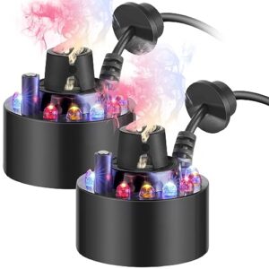 vihose 2 pcs halloween mist maker fogger small ultrasonic fog machine halloween water fountain cauldron pond fog with 12 led light flashes for halloween party decorations rockery fishtank vase decor