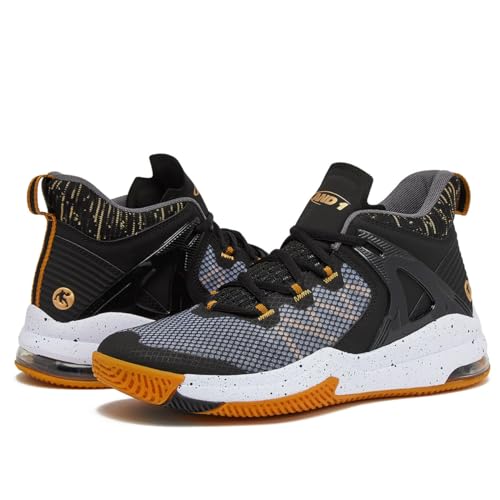 AND1 Turnaround Men’s Basketball Shoes, Indoor or Outdoor Basketball Sneakers for Men, Street or Court - Black/Yellow, 10.5 Medium