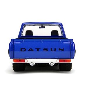 Just Trucks 1:24 Datsun 620 Pickup Die-Cast Truck w/Tire Rack, Toys for Kids and Adults(Blue/Black Stripe)