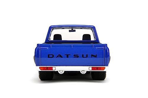 Just Trucks 1:24 Datsun 620 Pickup Die-Cast Truck w/Tire Rack, Toys for Kids and Adults(Blue/Black Stripe)