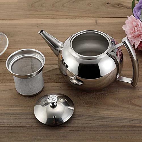 Tea kettle, Whistling Tea Kettle Stove Top, Stainless Steel Teakettle, Teapot with Cool Toch Ergonomic Handle and Infuser, Silver (Color : OneColor, Size : 1L)