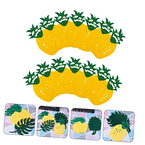 IMIKEYA 2 Sets Strings Latte Art Jungle Decor Christmas Ornament Green Wreath Welcome to The Jungle Sign Pineapple Bunting Garland Hawaiian Party Garden Flag Felt Cloth Pineapple Decor