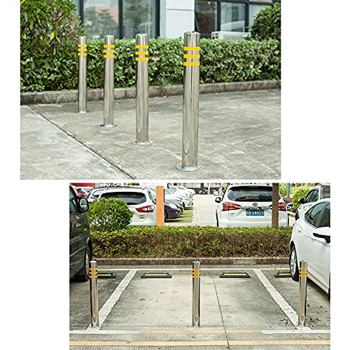 Solid Parking Barrier Heavy Duty Parking Barrier Lockable Parking Space Lock Manual Parking Blocker, 2 Pack Stainless Steel Parking Pile(Size:76×750mm) (76×750mm) ()