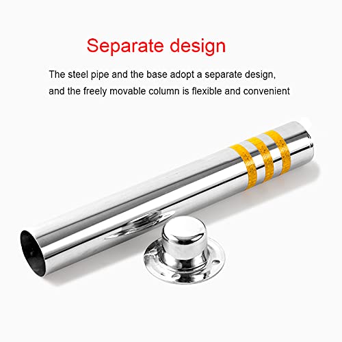 Solid Parking Barrier Heavy Duty Parking Barrier Lockable Parking Space Lock Manual Parking Blocker, 2 Pack Stainless Steel Parking Pile(Size:76×750mm) (76×750mm) ()