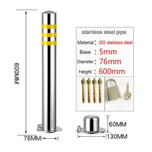 Solid Parking Barrier Heavy Duty Parking Barrier Lockable Parking Space Lock Manual Parking Blocker, 2 Pack Stainless Steel Parking Pile(Size:76×750mm) (76×750mm) ()