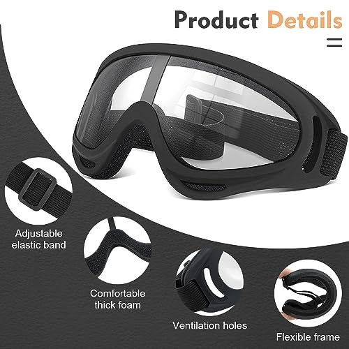 Xohny Motorcycle Goggles, 2 Pack Windproof Dirt Bike Goggles, Motocross ATV Riding Ski Protective Glasses for Men, Women and Kids (Clear + Grey)