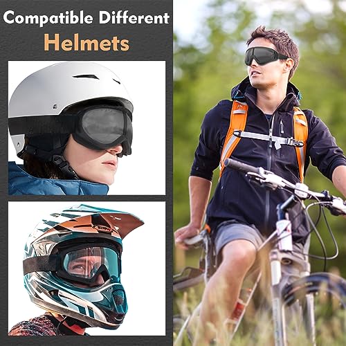 Xohny Motorcycle Goggles, 2 Pack Windproof Dirt Bike Goggles, Motocross ATV Riding Ski Protective Glasses for Men, Women and Kids (Clear + Grey)