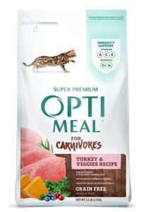 optimeal grain free cat food - proudly ukrainian - healthy cat food dry recipe for gut health, tasty dry cat food with immunity support for adult cats (3.3 lbs, turkey & veggies)