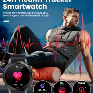 Smart Watches for Men,1.43'' Amoled Ultra HD Sport Watch with 120+Sport Modes/5ATM Waterproof/45Days Battery,in&Outdoor Fitness Tracker with Call,Heart Rate/Sleep Monitor for Android iOS(2 Straps)