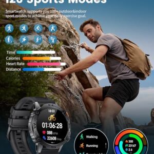 Smart Watches for Men,1.43'' Amoled Ultra HD Sport Watch with 120+Sport Modes/5ATM Waterproof/45Days Battery,in&Outdoor Fitness Tracker with Call,Heart Rate/Sleep Monitor for Android iOS(2 Straps)