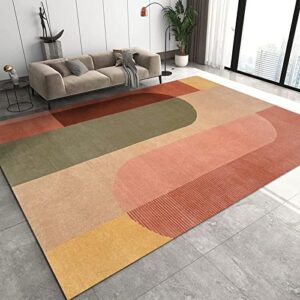 boho colorful geometric area rug, retro pink orange print carpet, indoor non-slip kids rugs, machine washable breathable durable carpet for front entrance floor decor,5 x 7ft