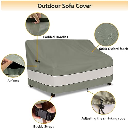 Outdoor Sofa Cover,Patio Loveseat Cover,2-Seater Sofa Cover,Waterproof Heavy Duty Patio Furniture Covers,58W x 32.5D x 31H Inches