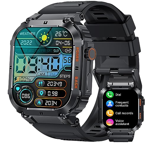 UDERIB Smart Watch - Military-Grade Waterproof and Sturdy with Bluetooth 5.0 Calling, 1.96-inch HD Display, 65-Day Battery Life, 100+ Sports Modes Fitness Tracker