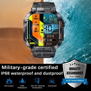 UDERIB Smart Watch - Military-Grade Waterproof and Sturdy with Bluetooth 5.0 Calling, 1.96-inch HD Display, 65-Day Battery Life, 100+ Sports Modes Fitness Tracker