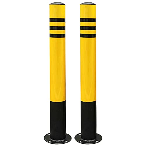 2 Pcs Fixed Parking s Barrier, with Reflective Parking Space Lock Durable Parking Posts for Driveways (Black 500x76mm) (Black 750x76mm) (Black 500x76mm)