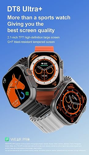 Original New DT8 Ultra+ Smart Watch Wireless Charging Temperature Heart Rate Smartwatch for Phone PK DT7 MT8 Z8 N8 Watch Ultra (Gray)