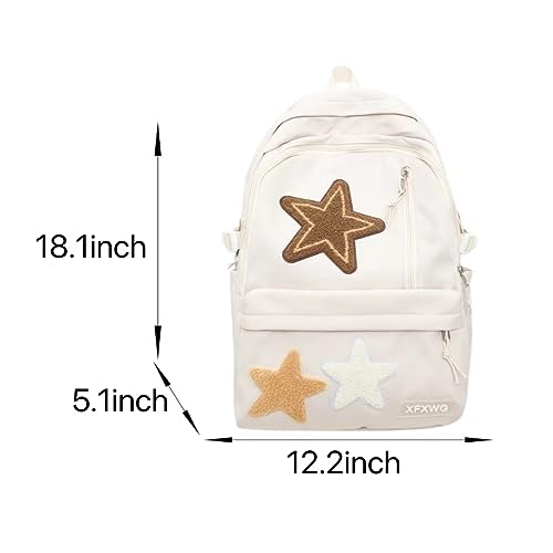 MININAI Y2k Backpack with Kawaii Pendant Aesthetic Star Backpack Cute Preppy Laptop Book Bag Back to College Supplie (Black,One Size)