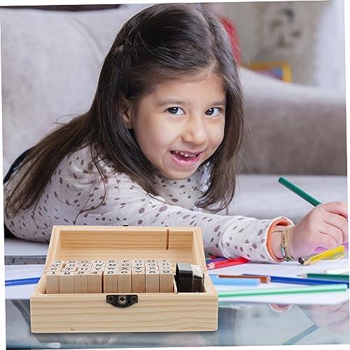 COHEALI Suits 1 Set Hand Stamp Kits Wooden Seal Alphabet Letter Flash Cards Stampers for Ink Stamps Clay Set DIY Tools Scrapbook Stamp Multi-Purpose Stamps Wooden Number Decorate Tool Sets