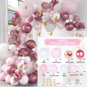 Rose Gold and Pink Butterfly Garland Ballon Kit 118 pcs