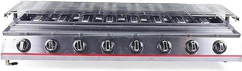 Commercial LPG Gas BBQ Grill - 40'' Tabletop Grill with 8 Burners, Portable Gas Barbecue Griddle with Independent Switches - Perfect for Parties, Backyard BBQs, Camping, and Picnics