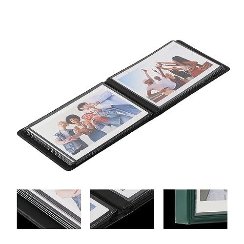 Small 4x6 Photo Album Holds 28+1 Horizontal Photographs,Mini Capacity Photo Book With Premium Vegan Leather Cover,Great For Weddings,Anniversary,Family and Baby Books. (Hunter Green)