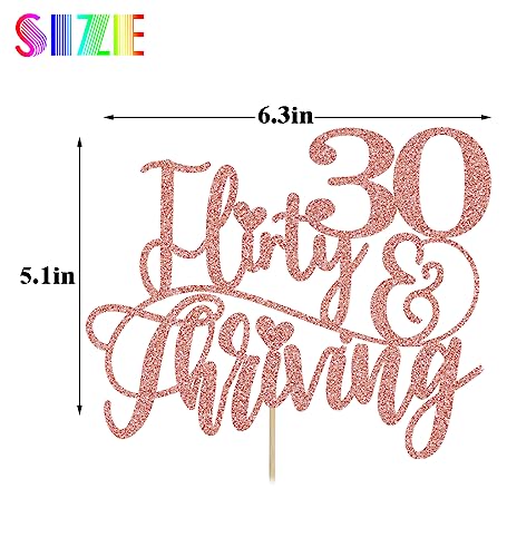 BIABISD 30 Flirty & Thriving Cake Topper ， Talk Thirty to Me Cake Topper ，Dirty 30 Cake Topper，Happy 30th Birthday Party Decorations Supplies