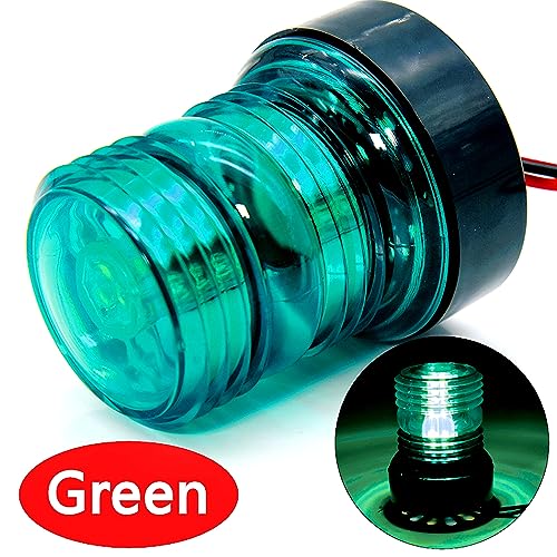 HAIWEN 12V Waterproof Navigation Light All Round 360 Degree 3 Color LED Anchor Light Sailing Light Side Bow Lights for Marine Boat & Yacht (Light Color: Green)