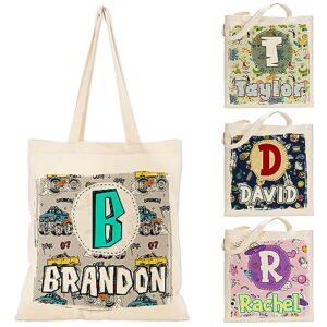 personalized back to school tote bag for kids, custom totes for girls and boys, gift for first day of school, children book bags, get ready for school gifts for kids name tote