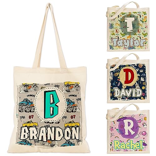 Personalized Back to School Tote Bag for Kids, Custom Totes for Girls and Boys, Gift for First Day of School, Children Book Bags, Get Ready for School Gifts for Kids Name Tote