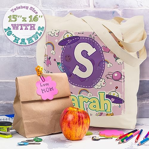 Personalized Back to School Tote Bag for Kids, Custom Totes for Girls and Boys, Gift for First Day of School, Children Book Bags, Get Ready for School Gifts for Kids Name Tote