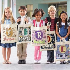 Personalized Back to School Tote Bag for Kids, Custom Totes for Girls and Boys, Gift for First Day of School, Children Book Bags, Get Ready for School Gifts for Kids Name Tote