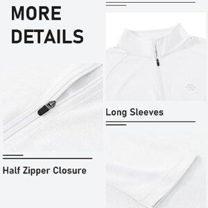 MoFiz Golf Shirt for Women Long Sleeves UV Protection Zip-up Female Biking Shirt Womens Daily Wear Tops White M