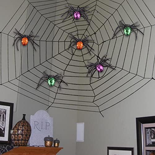 Halloween Spider Prank Toys 6 Pack Plastic Spider Web Decoration Realistic Fake for Halloween Haunted House Spooky and Creepy Themed Party Supplies