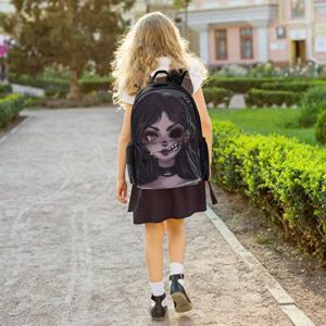 YAkkYA Gothic Women Woman Ghost Style Art Rucksacks Durable Polyester Anti-Theft Multipurpose Carry On Bag Large Capacity Gym Outdoor Hiking Backpack With Smooth Zippers