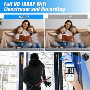 Spy Hidden Cameras 1080P HD Smallest Wireless Security Cameras Mini Battery Portable Nanny Cam Night Vision Motion Alerts Secret Surveillance Little Cameras for Indoor/Home