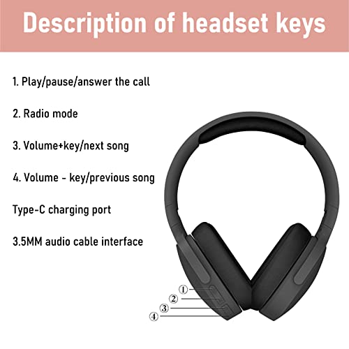 CENGNIAN Bluetooth HCT Wireless Foldable Noise Cancelling Headphones 5.1, Subwoofer Over Ear Bluetooth Headphones, Hi-Res Audio Deep Bass Memory Foam Ear Cups for Travel Home Office (Black)