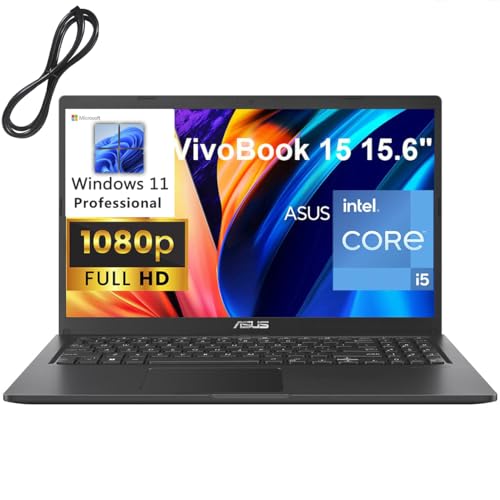 ASUS VivoBook 15 15.6" FHD Business Laptop Computer, Intel Quad-Core i5-1135G7 up to 4.2GHz (Beat i7-1065G7), 32GB DDR4 RAM, 1TB PCIe SSD, AC WiFi, Bluetooth, Black, Windows 11 Pro, BROAG HDMI Cable