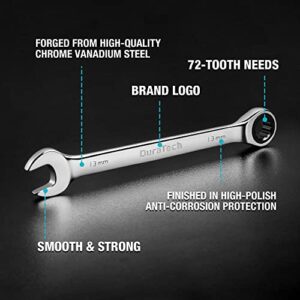 DURATECH 5-Piece Box End Ratcheting Wrench Set and 10-Piece Ratcheting Wrench Set, CR-V Steel, with Pouch