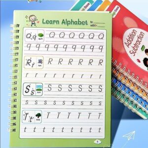 Reusable Grooved Handwriting Workbooks,Magic Copybook,Magic Writing Practice Copy Books, to Help Children Improve Their Handwriting Ink Practice Age 3-8 ​Calligraphy for Kids(5 Books with Pens)