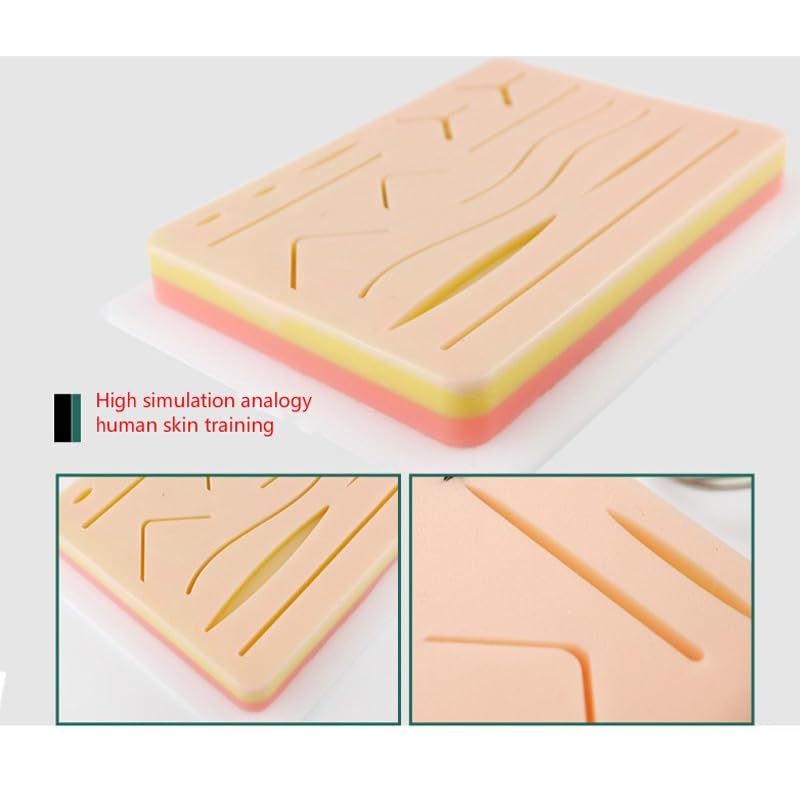 BYBEST Anatomy Models Traumatic Skin Suture Training Model Pad with Wound Silicone Suture Practice Pad Teaching Equipment Training Skin Model Study Tools