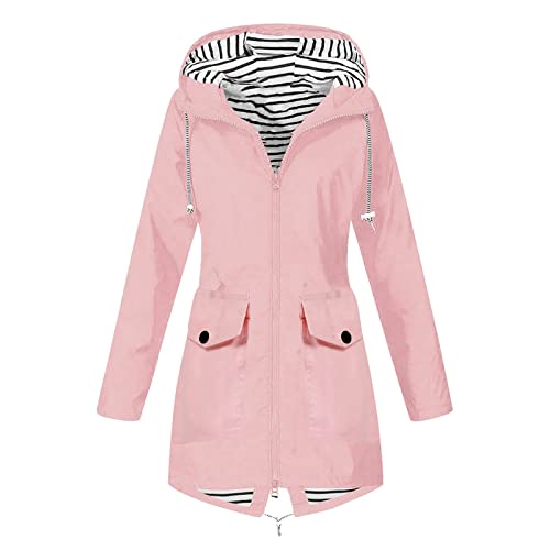 My Orders, Gamivast Packable Women Rain Jackets Waterproof with Hood Lightweight Long Sleeve Zip Up Windbreaker Mid Length Winter Coat, Pink Clothes for Women, Lightning Deals of Today Prime Clearance