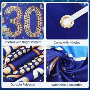 30th Birthday Party Decorations for Men Navy Blue Gold Happy 30th Birthday Banner with 18pcs 30th Balloons 30th Door Cover Backdrop for Men Women Birthday Anniversary Party Sign Porch Decor Supplies