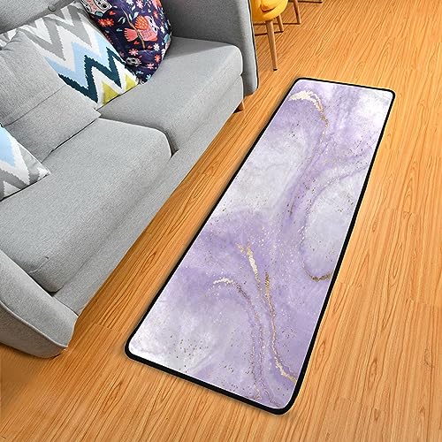 Kigai Purple Marble Ripple Runner Rug - 24"x72" Ultra Soft Non-Slip Floor Mat Washable Area Rugs for Kitchen Bathroom Entry Home Decor